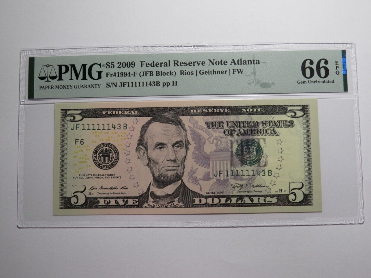 3 $5 1999-2006-2009 Matching Fancy Serial Numbers Federal Reserve Bank ...